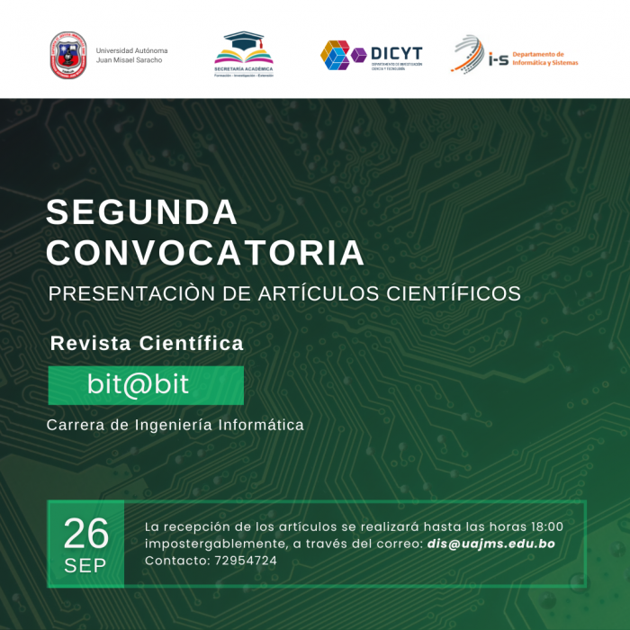 Convocatoria : REVISTA bit@bit 2022 – DICYT UAJMS